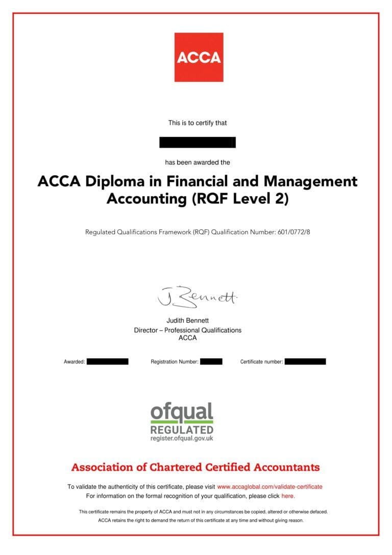 ACCA Level 2 Diploma in Financial & Management Accounting